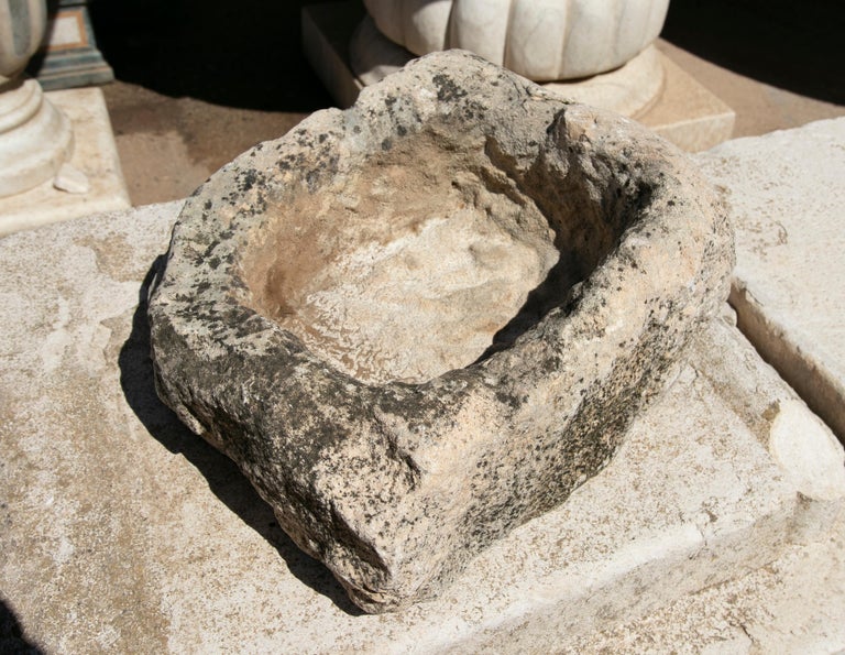 Spanish Hand Carved Stone Pile For Sale at 1stDibs