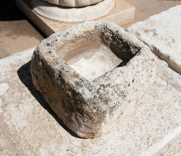 Spanish Hand Carved Stone Pile For Sale at 1stDibs