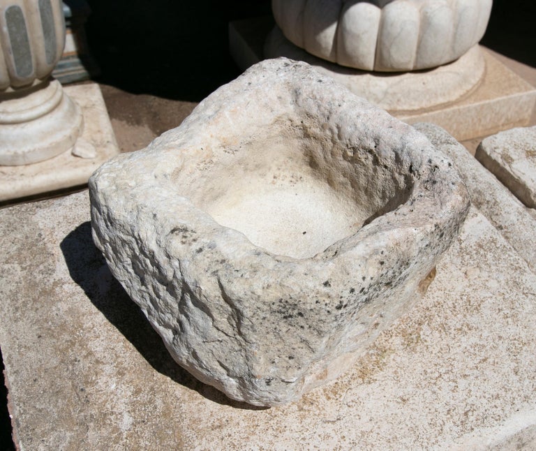 Spanish Hand Carved Stone Pile For Sale at 1stDibs