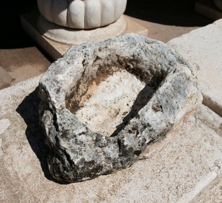 Spanish Hand Carved Stone Pile For Sale at 1stDibs