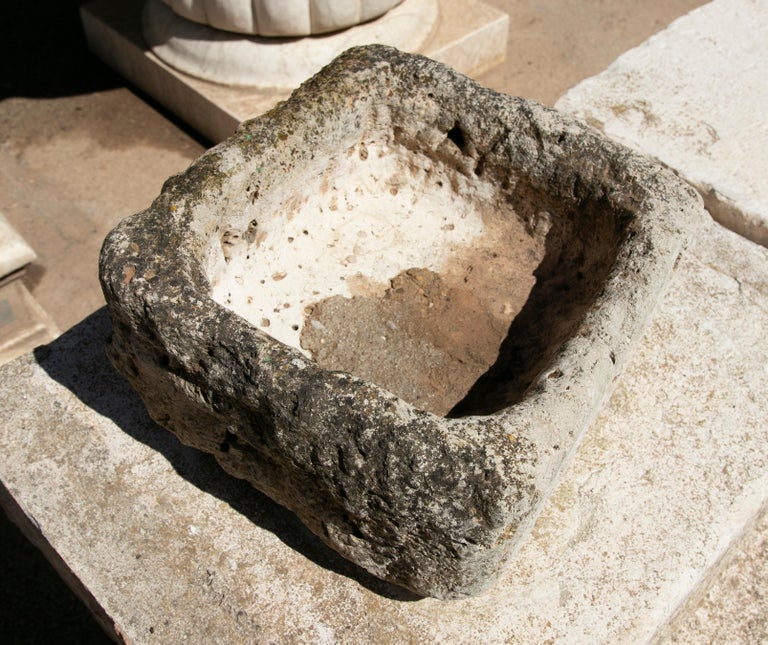 Spanish Hand Carved Stone Pile For Sale at 1stDibs