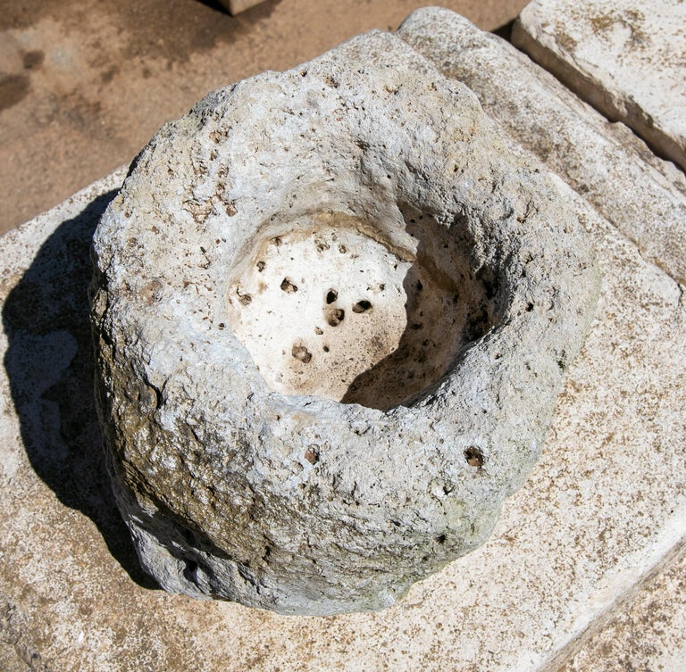 Spanish Hand Carved Stone Pile For Sale at 1stDibs