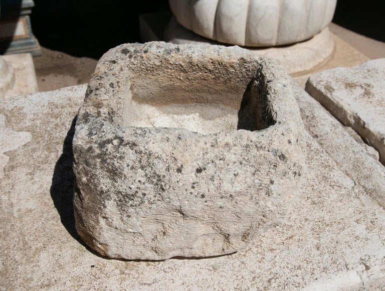 Spanish Hand Carved Stone Pile For Sale at 1stDibs