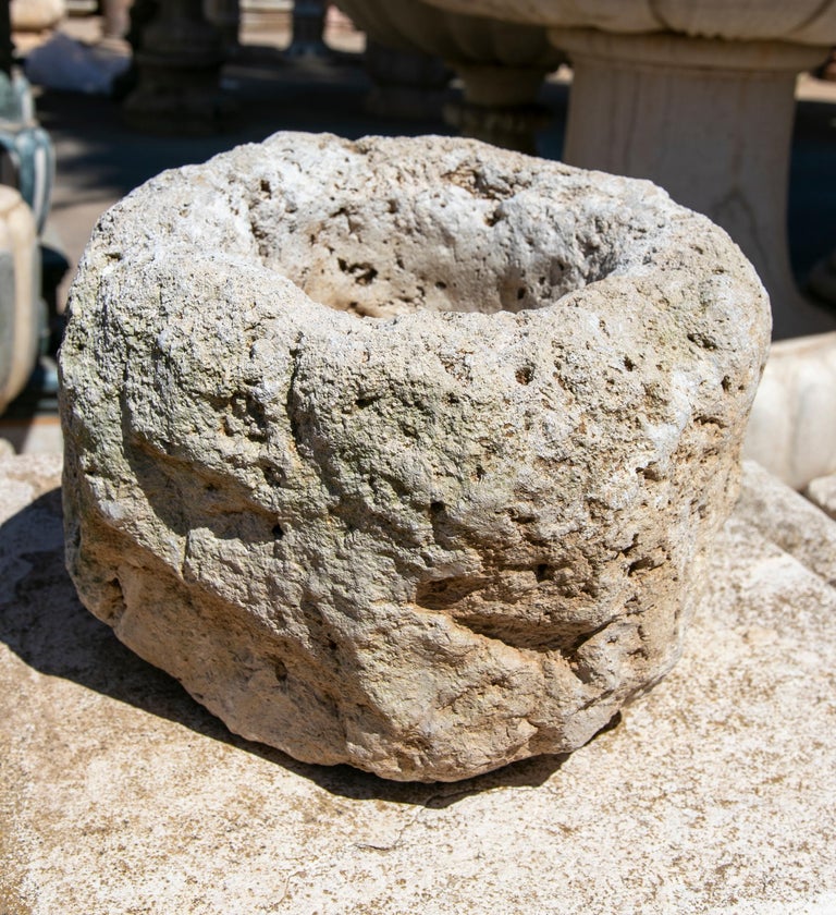 Spanish Hand Carved Stone Pile For Sale at 1stDibs