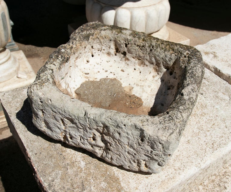 Spanish Hand Carved Stone Pile For Sale at 1stDibs