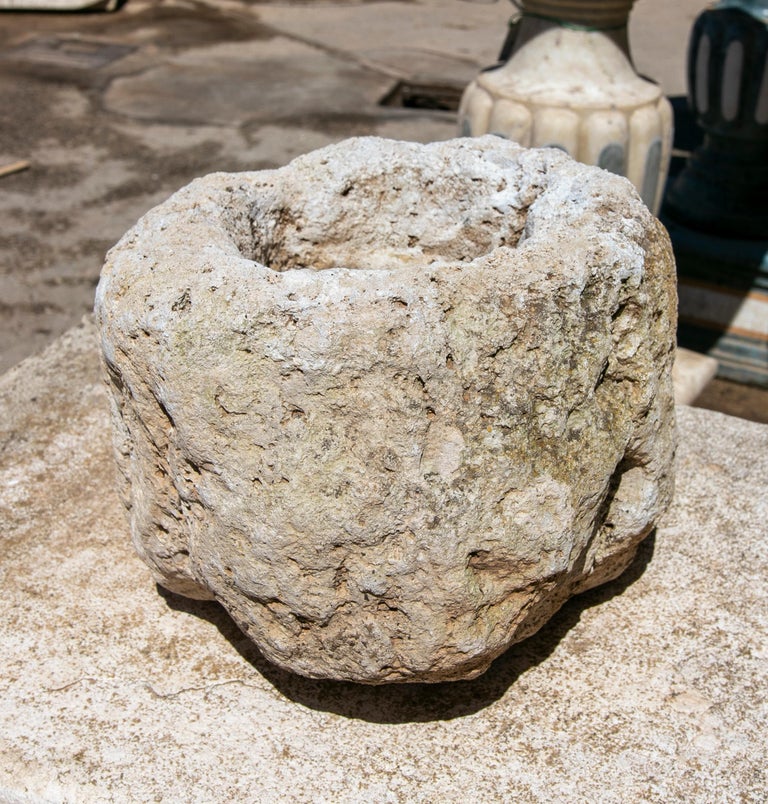 Spanish Hand Carved Stone Pile For Sale at 1stDibs