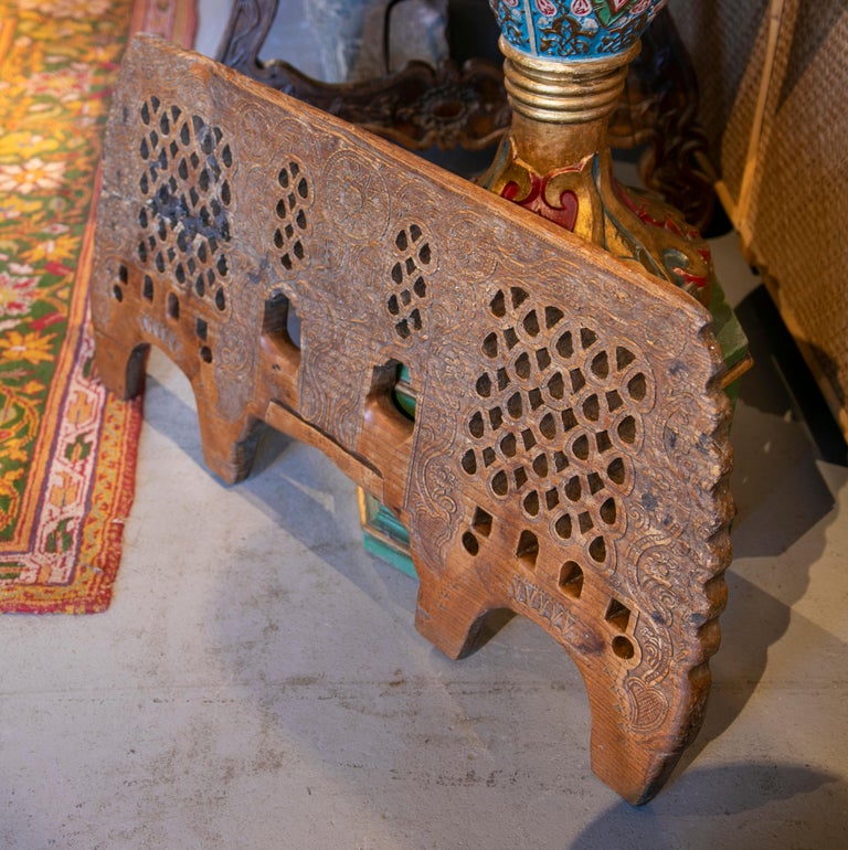 Spanish Hand-Carved Wooden Yoke for Two Animals with Openwork ...