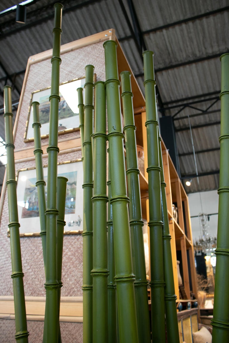 Spanish Hand Painted Iron Bamboo Sculpture For Sale at 1stDibs