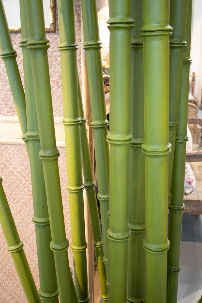 Spanish Hand Painted Iron Bamboo Sculpture For Sale at 1stDibs