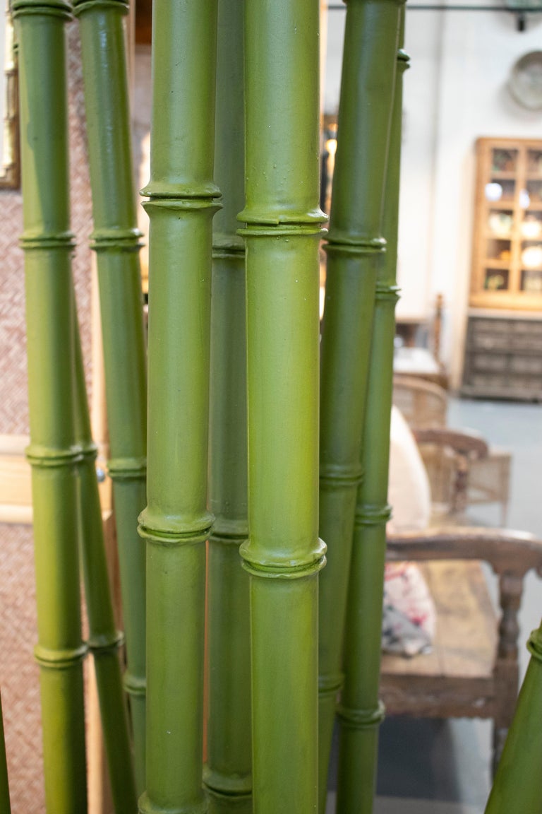 Spanish Hand Painted Iron Bamboo Sculpture For Sale at 1stDibs