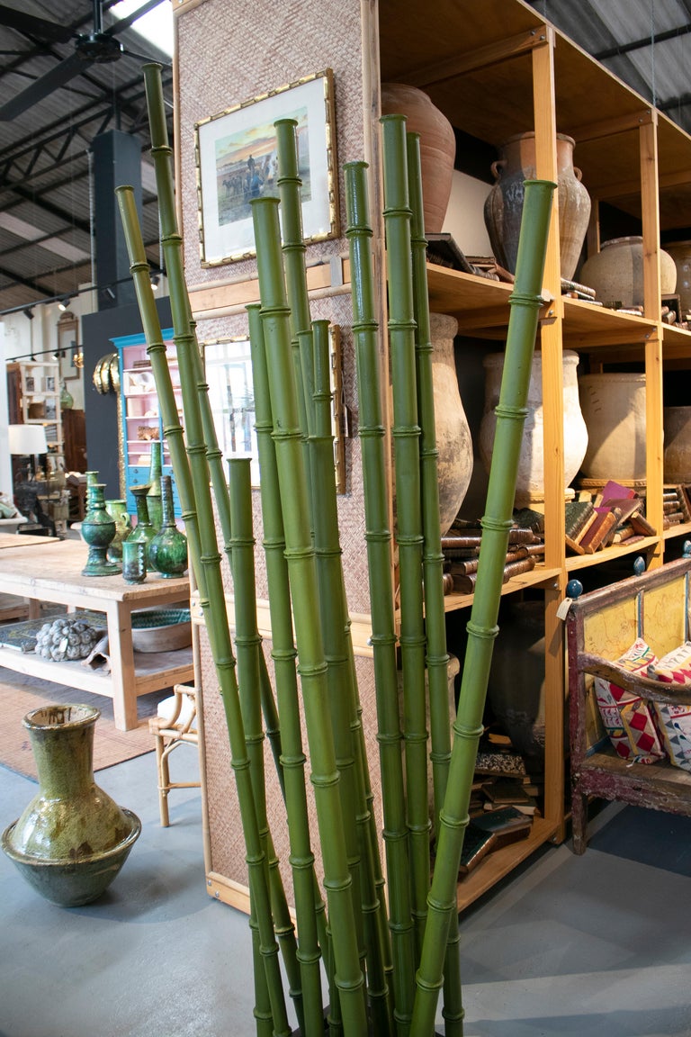 Spanish Hand Painted Iron Bamboo Sculpture For Sale at 1stDibs