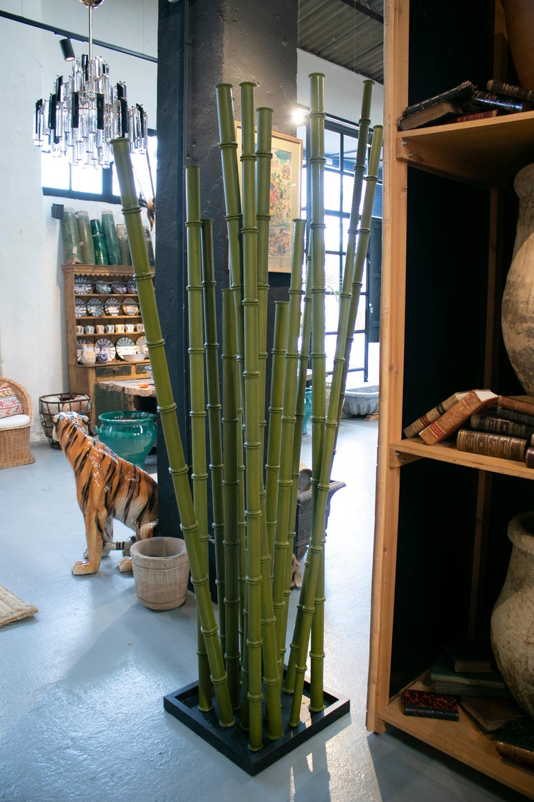 Spanish Hand Painted Iron Bamboo Sculpture For Sale at 1stDibs