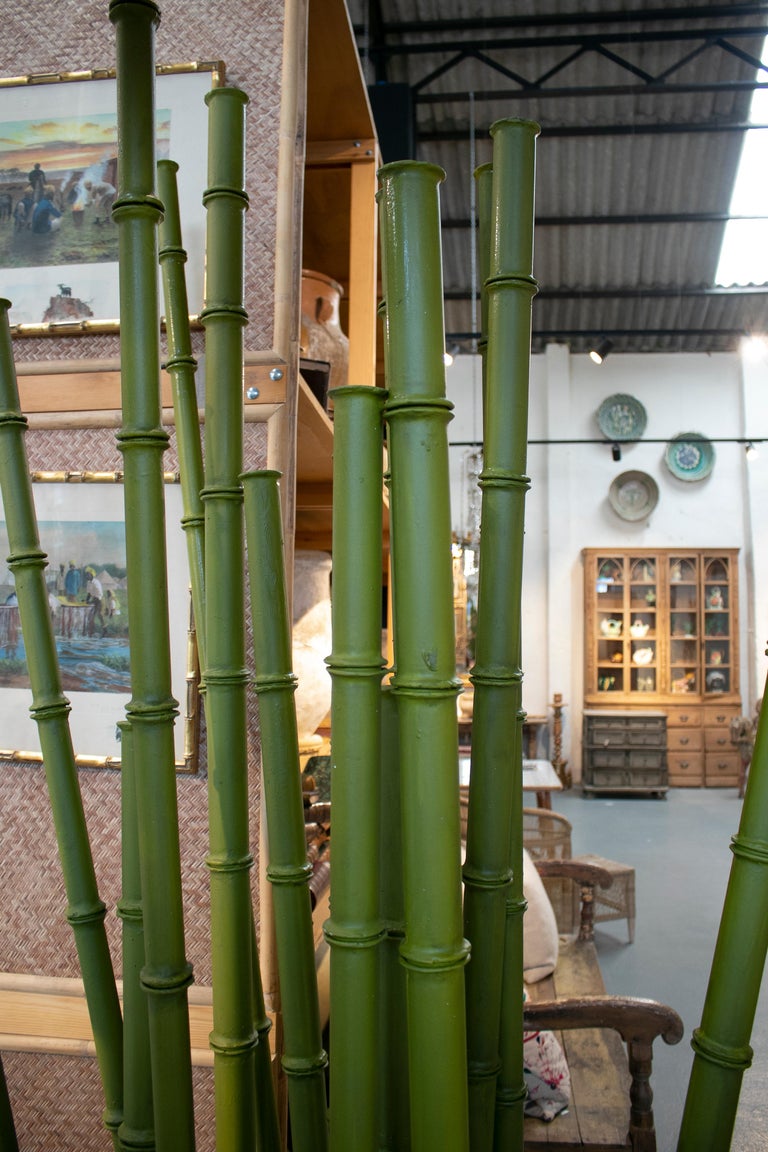 Spanish Hand Painted Iron Bamboo Sculpture For Sale at 1stDibs