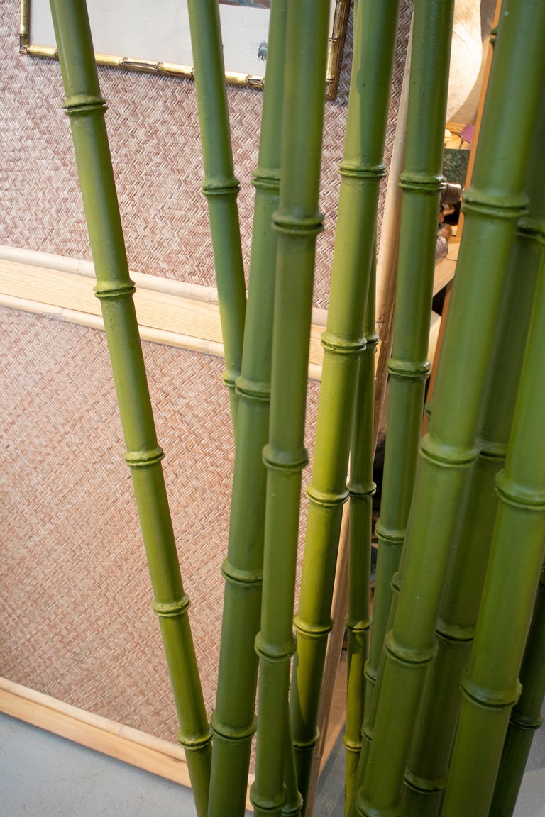 Spanish Hand Painted Iron Bamboo Sculpture For Sale at 1stDibs