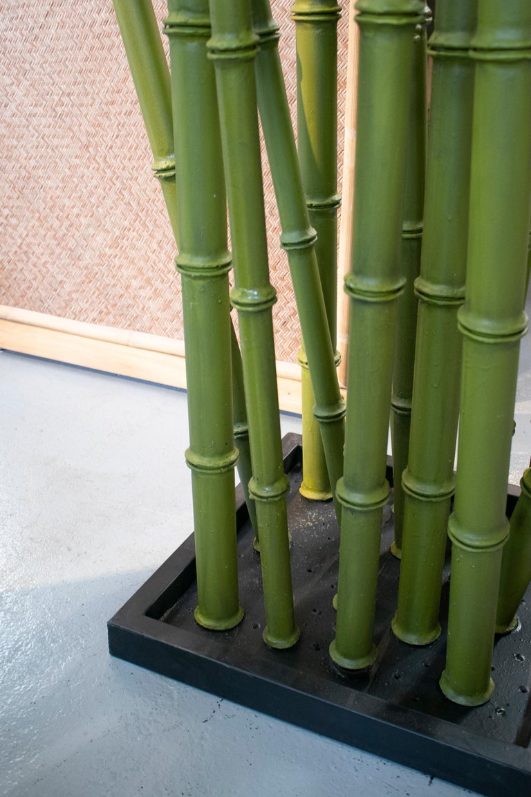 Spanish Hand Painted Iron Bamboo Sculpture For Sale at 1stDibs