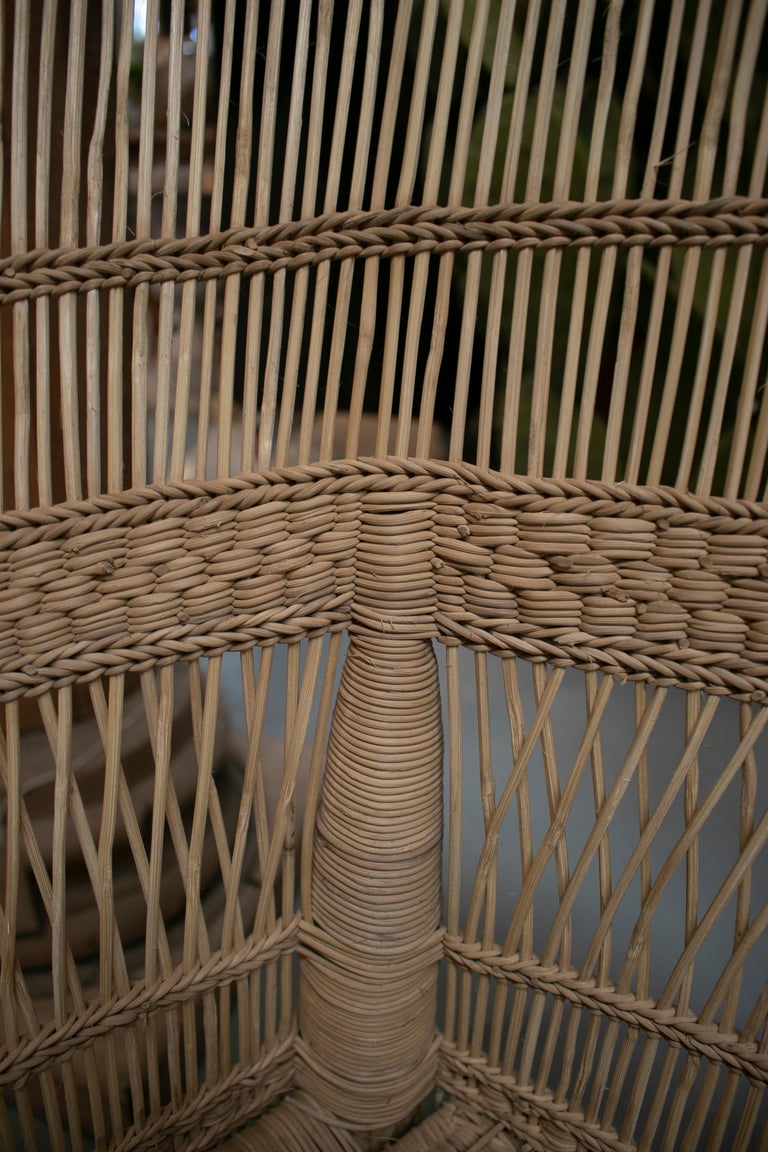 Spanish Hand Woven Rattan Armchair and Low Puff Stool For Sale at ...