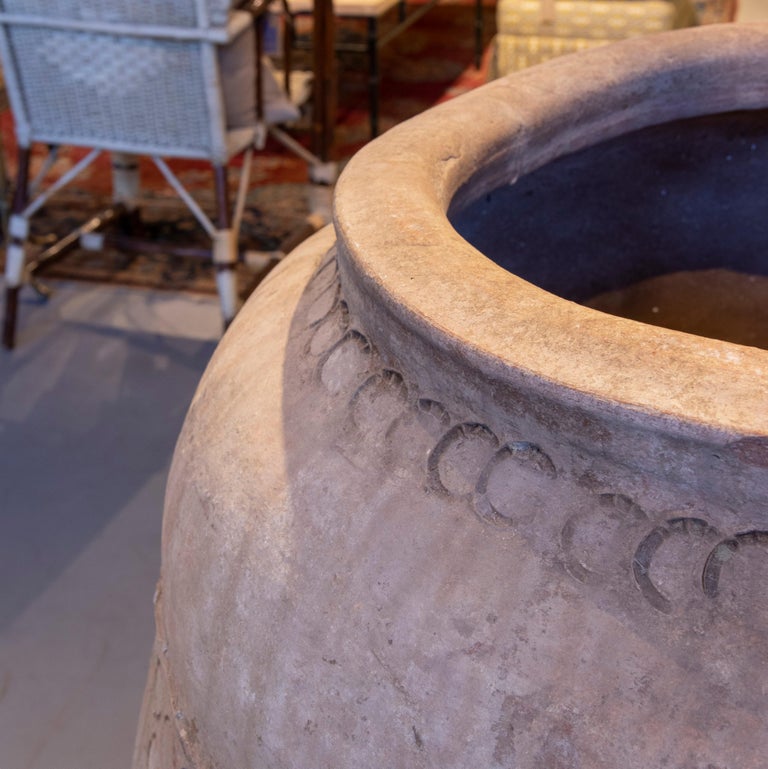 Spanish Handmade Ceramic Jar with Decorative Borders For Sale at 1stDibs