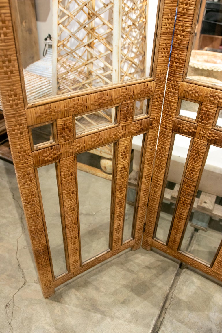 Spanish Handmade Wicker Screen with Crystals For Sale at 1stDibs