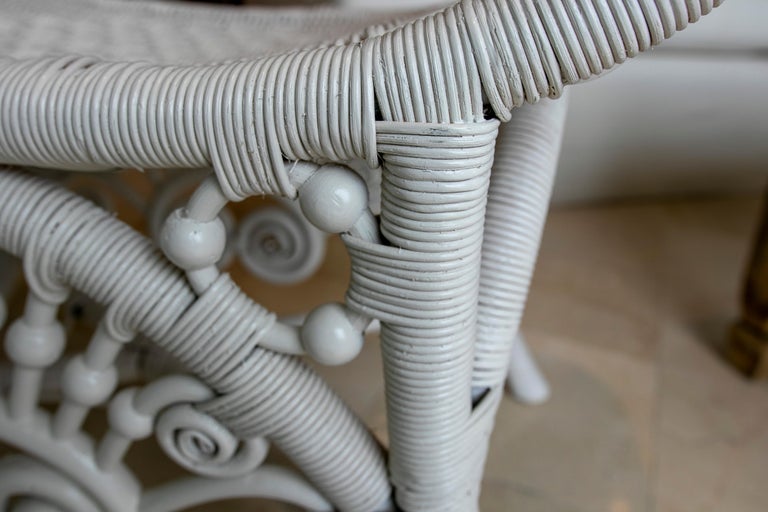 Spanish Handmade Wicker Stool Lacquered in White Colour For Sale at 1stDibs