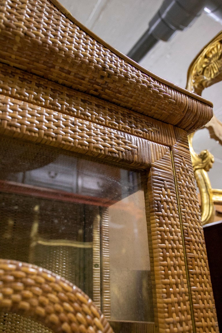 Spanish Handmade Wicker Two-Pieces Display Cabinet with Drawers and ...