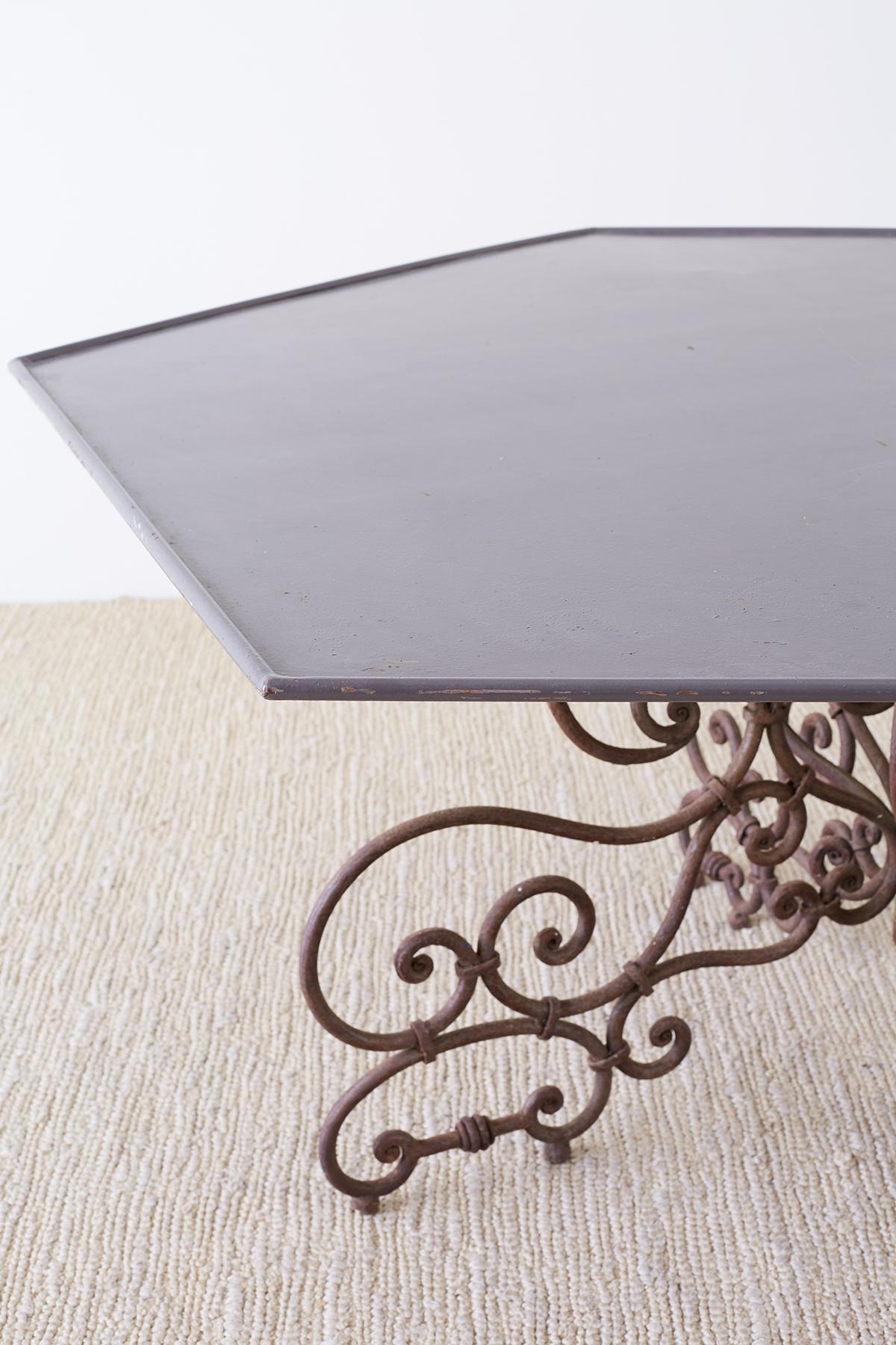 Spanish Iron Patio Garden Table with Hexagonal Top at 1stDibs ...