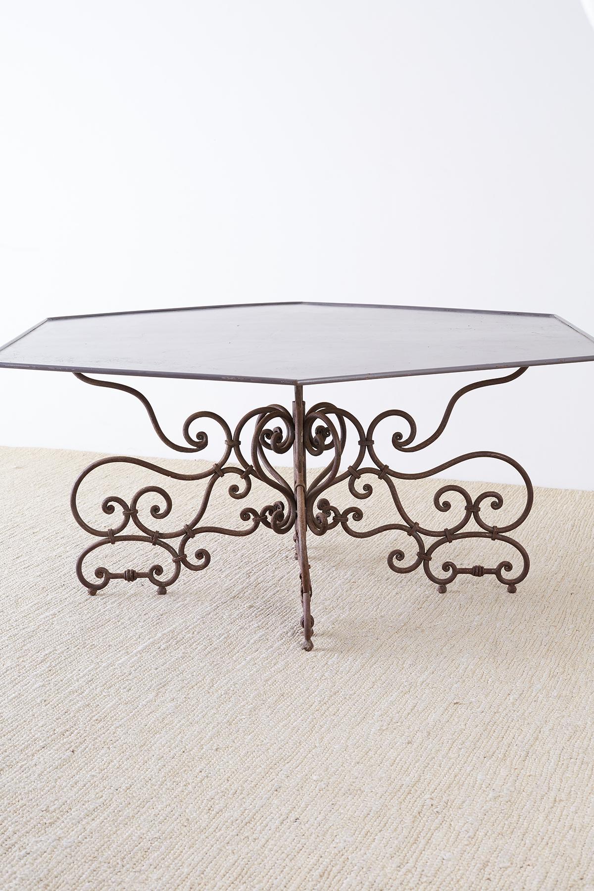 Spanish Iron Patio Garden Table with Hexagonal Top at 1stDibs ...
