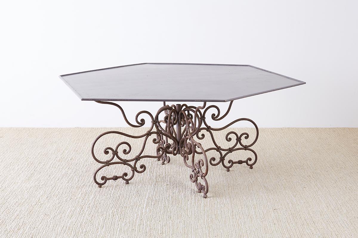 Spanish Iron Patio Garden Table with Hexagonal Top at 1stDibs ...