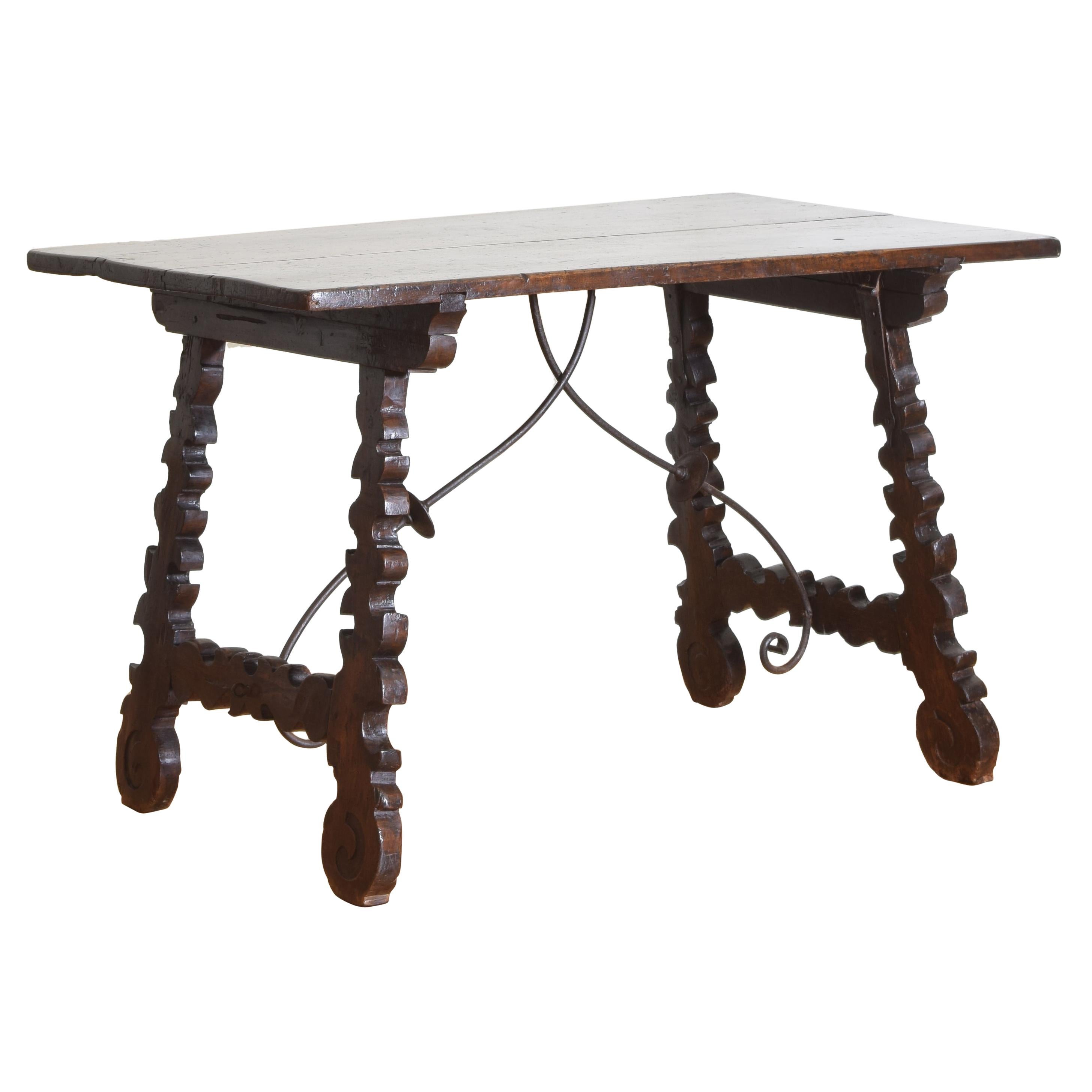Spanish Late Baroque Walnut and Iron Mounted Guard Room Table at 1stDibs