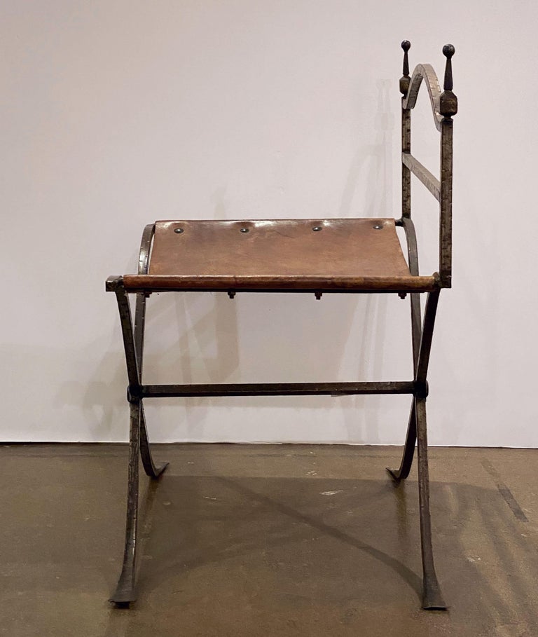 Spanish Luggage Stands of Leather and Tooled Metal - 'Individually ...