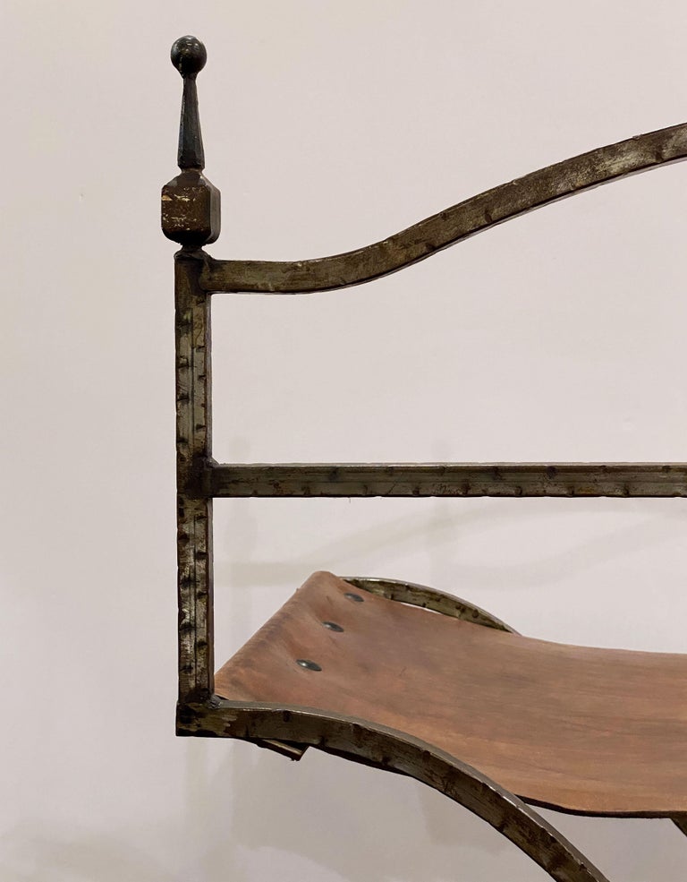 Spanish Luggage Stands of Leather and Tooled Metal - 'Individually ...