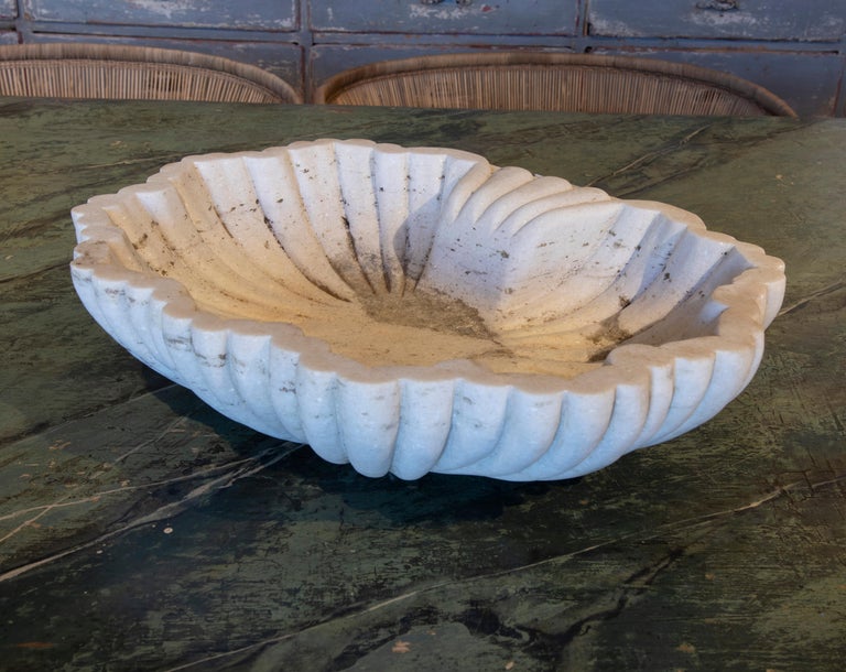 Spanish Marble Shell Hand-Carved For Sale at 1stDibs