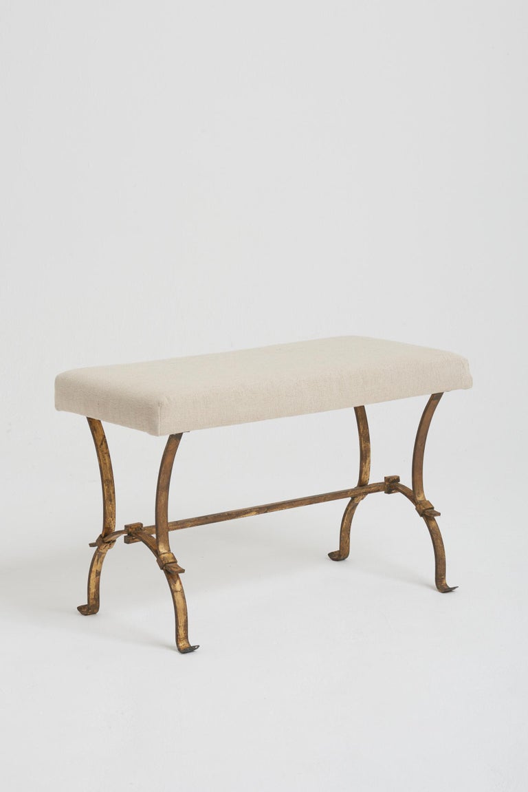 Spanish Mid-Century Gilt Iron Long Stool at 1stDibs