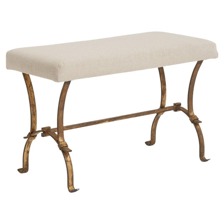 Spanish Mid-Century Gilt Iron Long Stool at 1stDibs