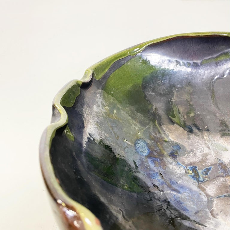 Spanish Mid-Century Bowl in Green, Black and Blue Ceramic by Ignacio ...
