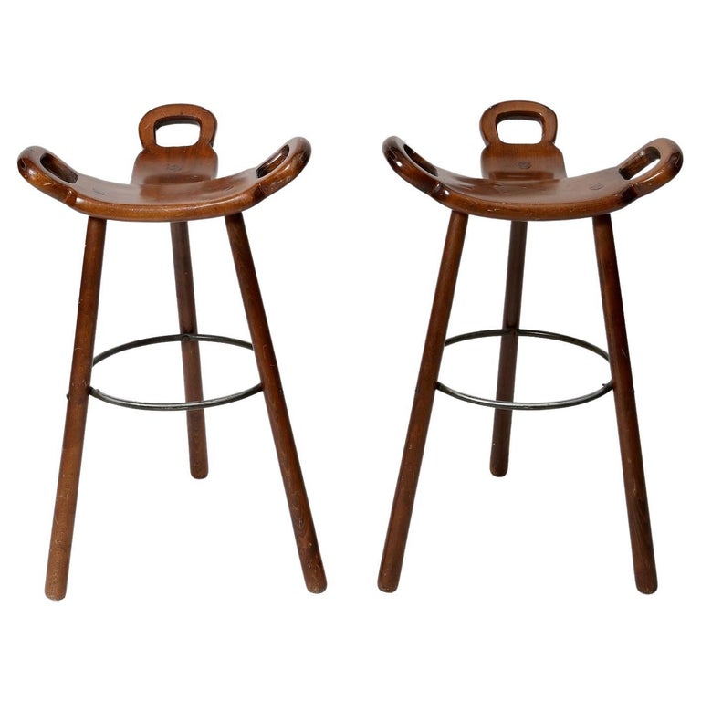 Spanish Midcentury Brutalist Barstools, a Pair For Sale at 1stDibs