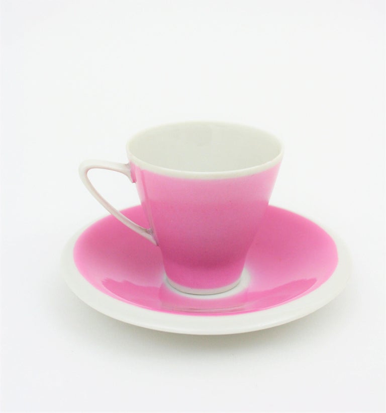 Spanish Mid-Century Modern Pink and White Porcelain Coffee Tea Set by ...