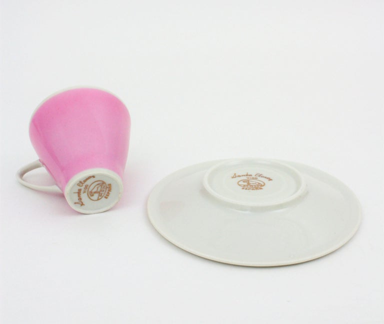 Spanish Mid-Century Modern Pink and White Porcelain Coffee Tea Set by ...