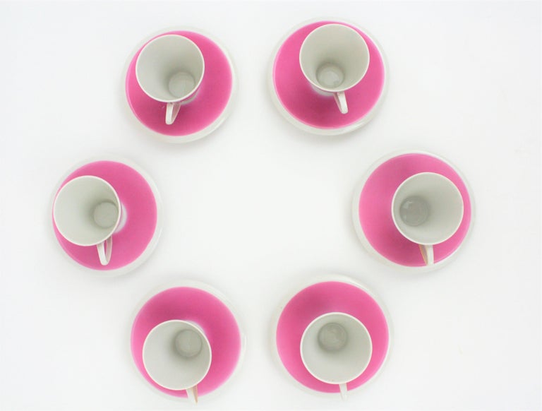 Spanish Mid-Century Modern Pink and White Porcelain Coffee Tea Set by ...