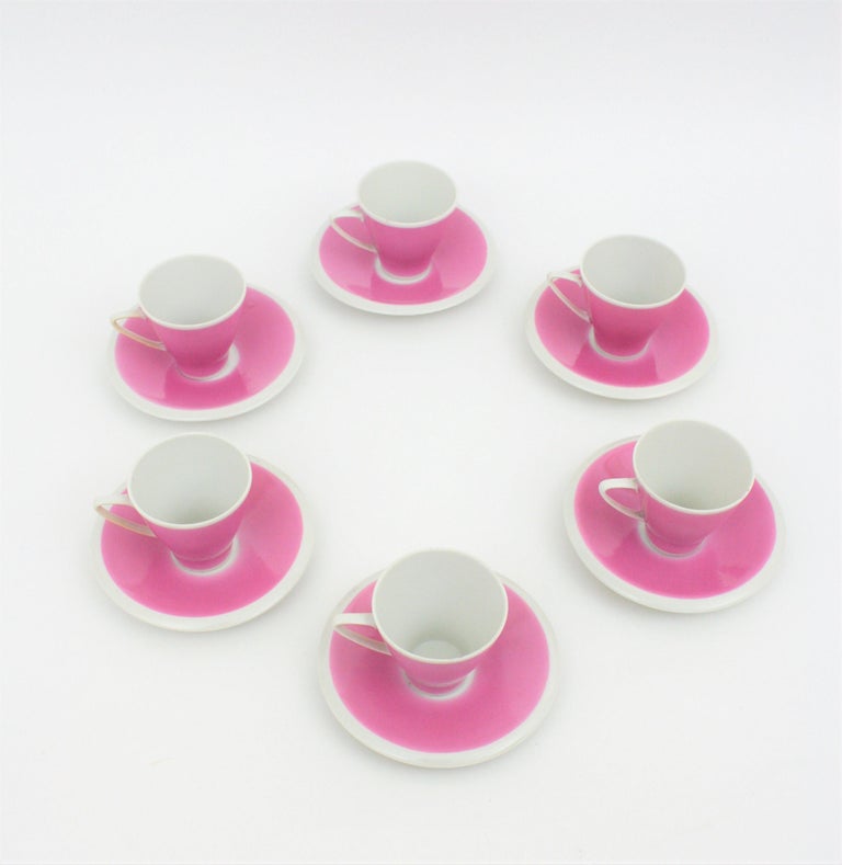 Spanish Mid-Century Modern Pink and White Porcelain Coffee Tea Set by ...