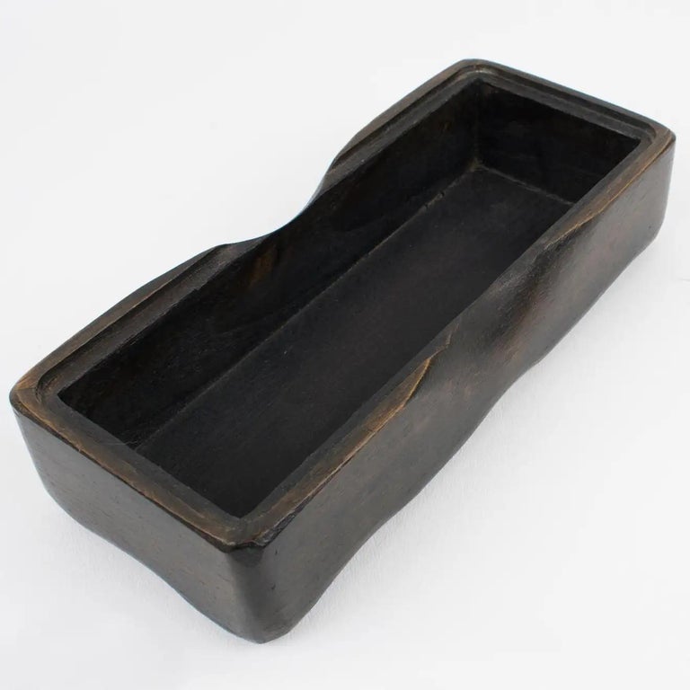 Boîte espagnole du milieu du siècle en bois et émail multicolore de J ...