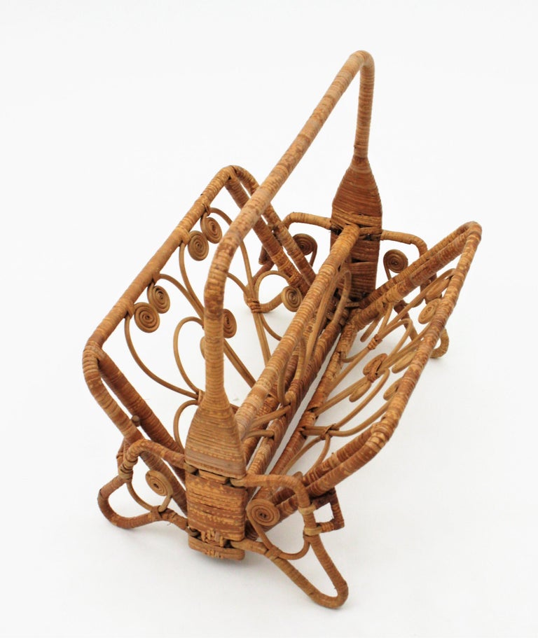 Spanish Modern Foldable Magazine Rack in Rattan with Filigree Details ...