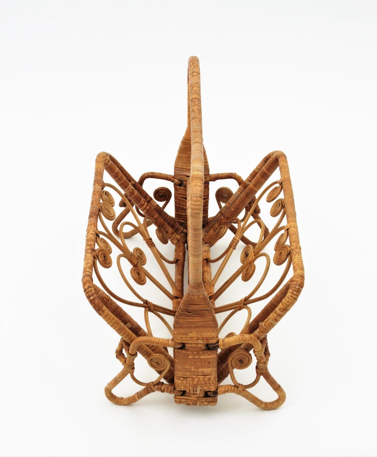 Spanish Modern Foldable Magazine Rack in Rattan with Filigree Details ...