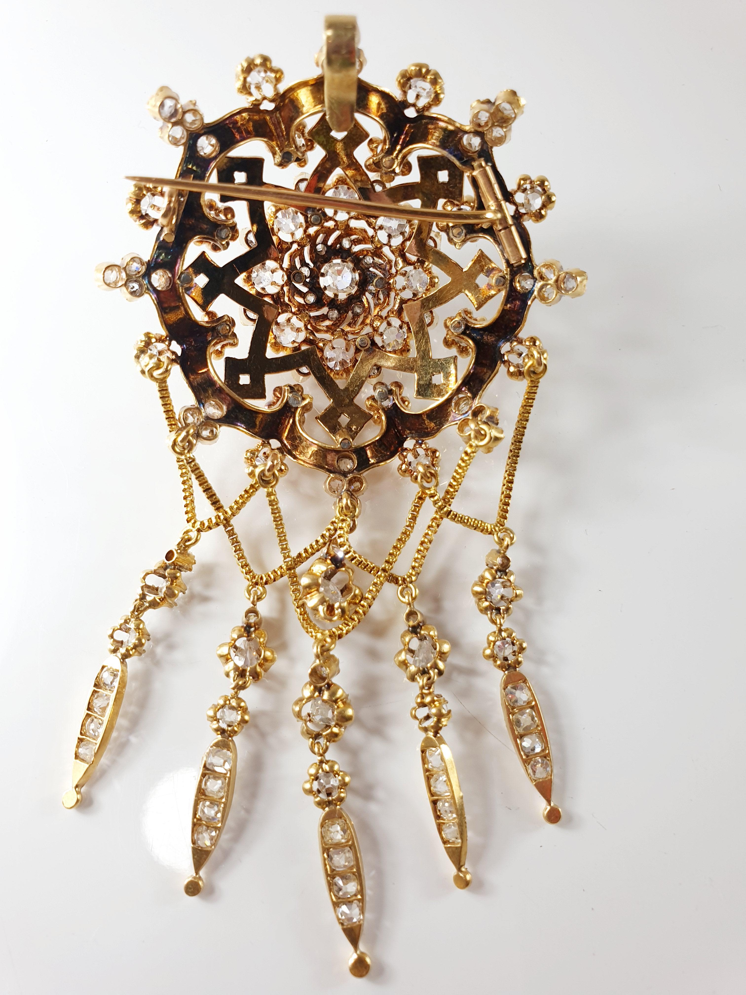 Spanish Neo-Renaissance Set Brooch, Earrings, Bracelet and Ring in 18 ...