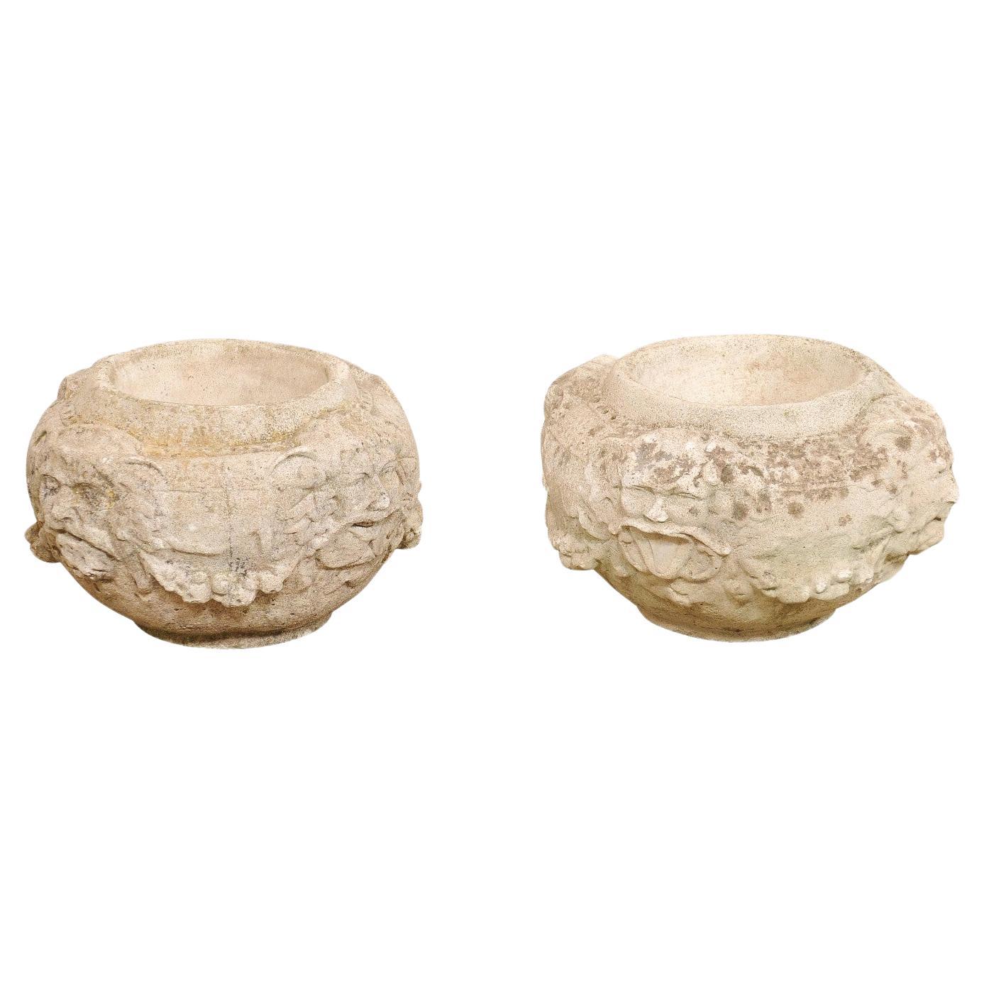 Spanish Pair Mid 20th C. Cast-Stone Spanish Pair Mid 20th C. Cast-Stone