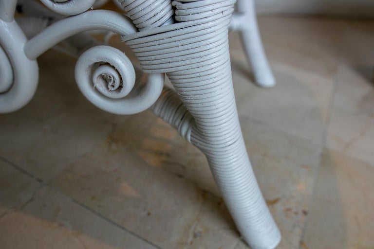 Spanish Pair of Handmade Wicker Stools Lacquered in White Colour For ...