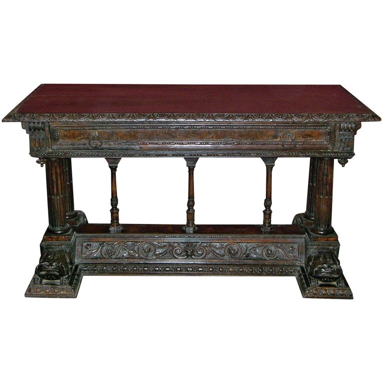 Spanish Renaissance Hand-Carved Walnut Table, 16th Century and Later ...