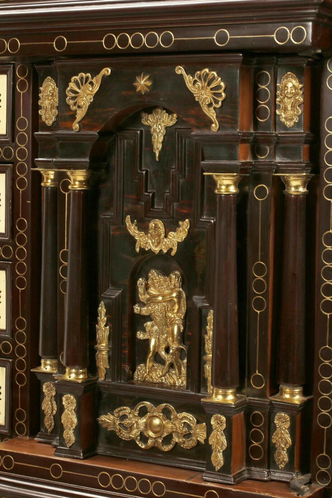 Spanish Renaissance Style, Set of Two on Stands, Inlaid Vargueno ...
