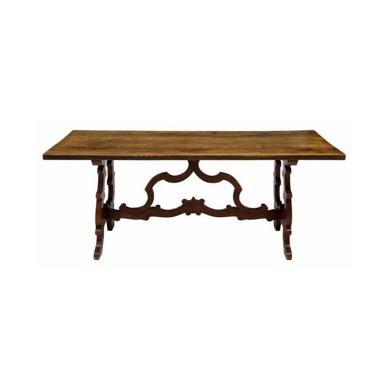 Spanish Renaissance Style Walnut Trestle Table, Late 19 Century at 1stDibs
