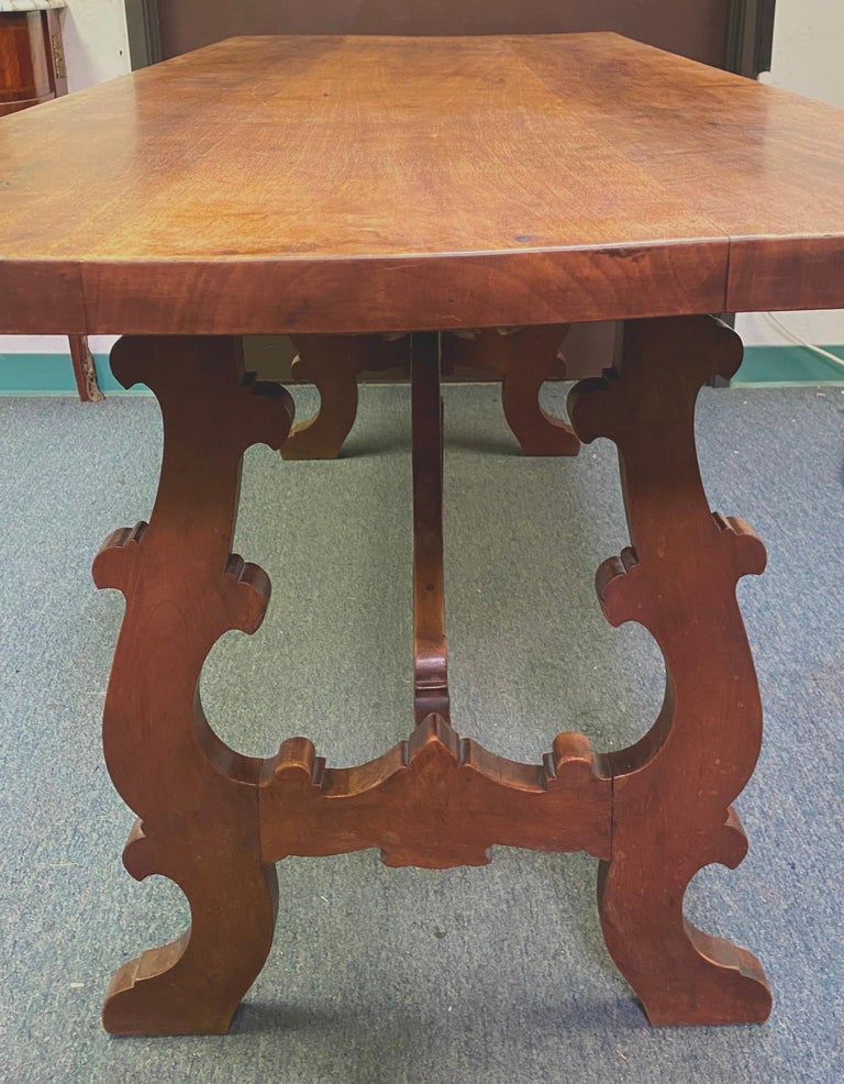 Spanish Renaissance Style Walnut Trestle Table, Late 19 Century at 1stDibs