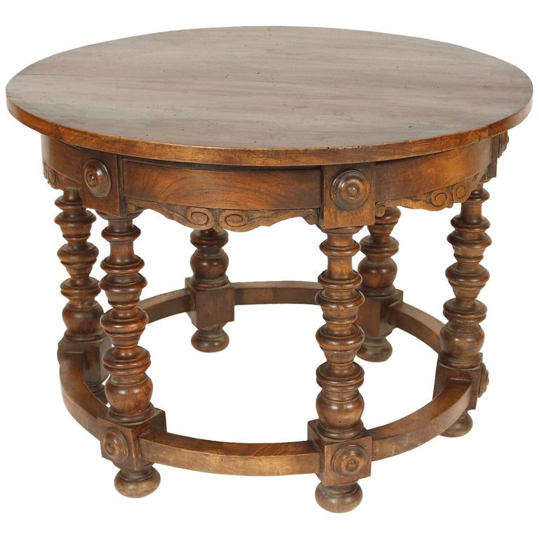 Spanish Revival Walnut Round Occasional Table at 1stDibs